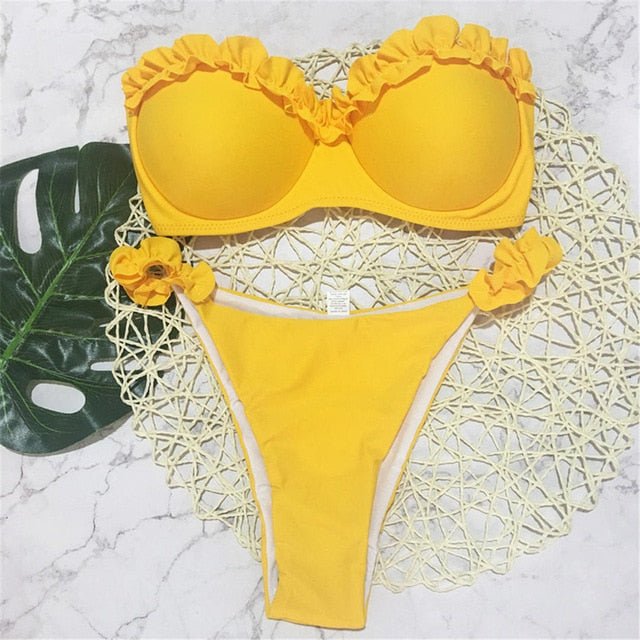 Cara Bandeau Bikini Push Up Swimsuit Bikini Set - Sunset And Swim