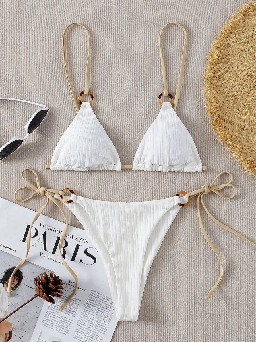 Hamptons Sexy Cute Triangle Bikini Set - Sunset And Swim