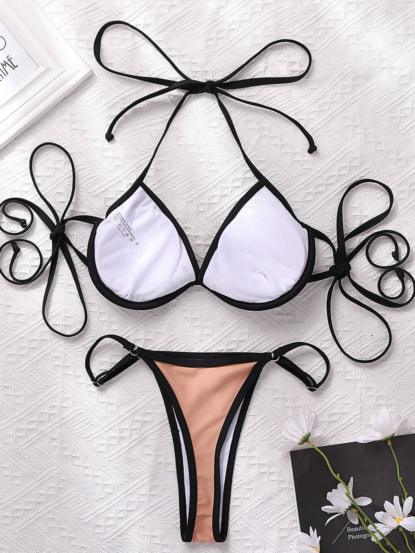 Sexy Lace Halter Bikini with See Through Transparent Effect - Sunset ...